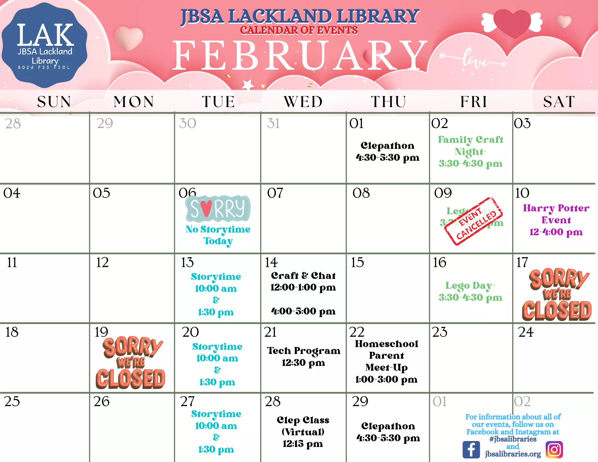 JBSA Lackland Library Events Calendar | Joint Base San Antonio Libraries