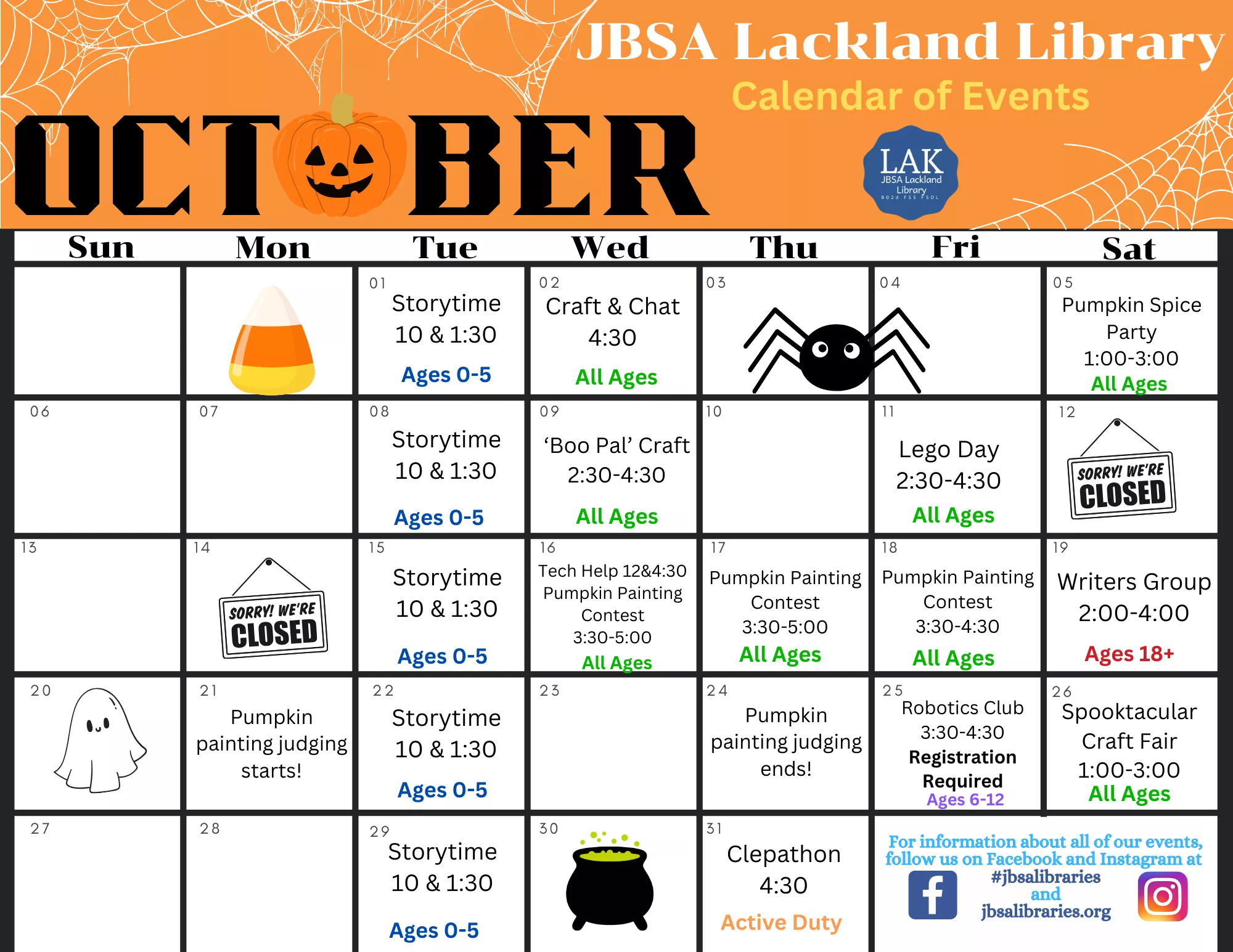JBSA Lackland Library Events Calendar | Joint Base San Antonio Libraries